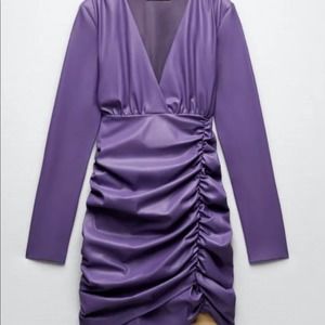 Zara | Dresses | Zara Blogger Favorite Faux Leather Dress Purple | Poshmark
